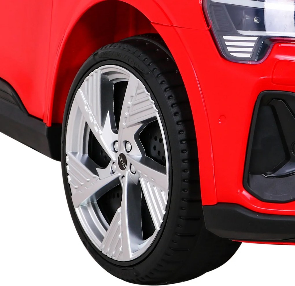 Ramiz Audi E-Tron Sportback pro děti červené + na dálkové ovládání + pohon 4x4 + pomalý start + rádio MP3 + LED