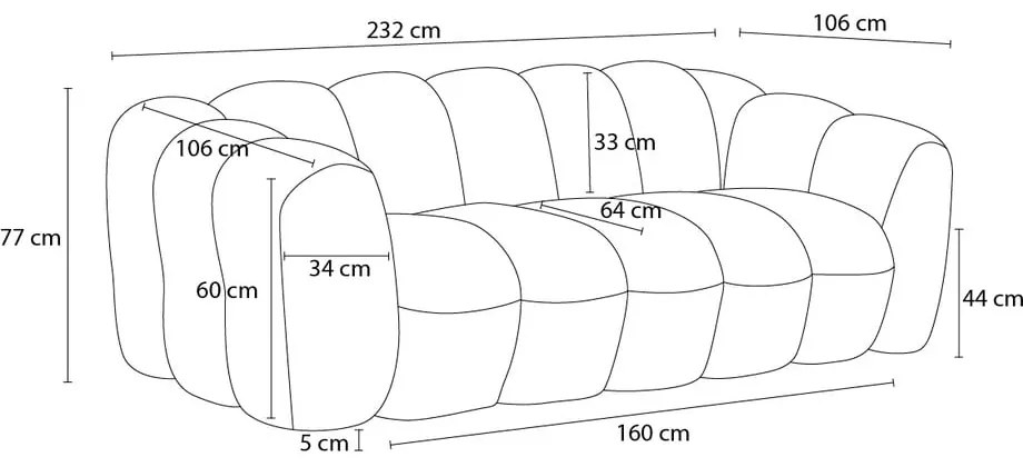 Pohovka z textilie bouclé v cihlové barvě 232 cm Hippolyte – Bobochic Paris