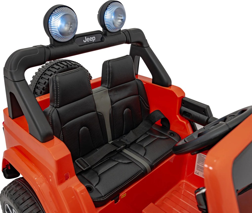 Ramiz Elektrické auto Jeep Wrangler Rubicon pro děti Oranžové + dálkové ovládání + MP3 LED rádio + EVA kola