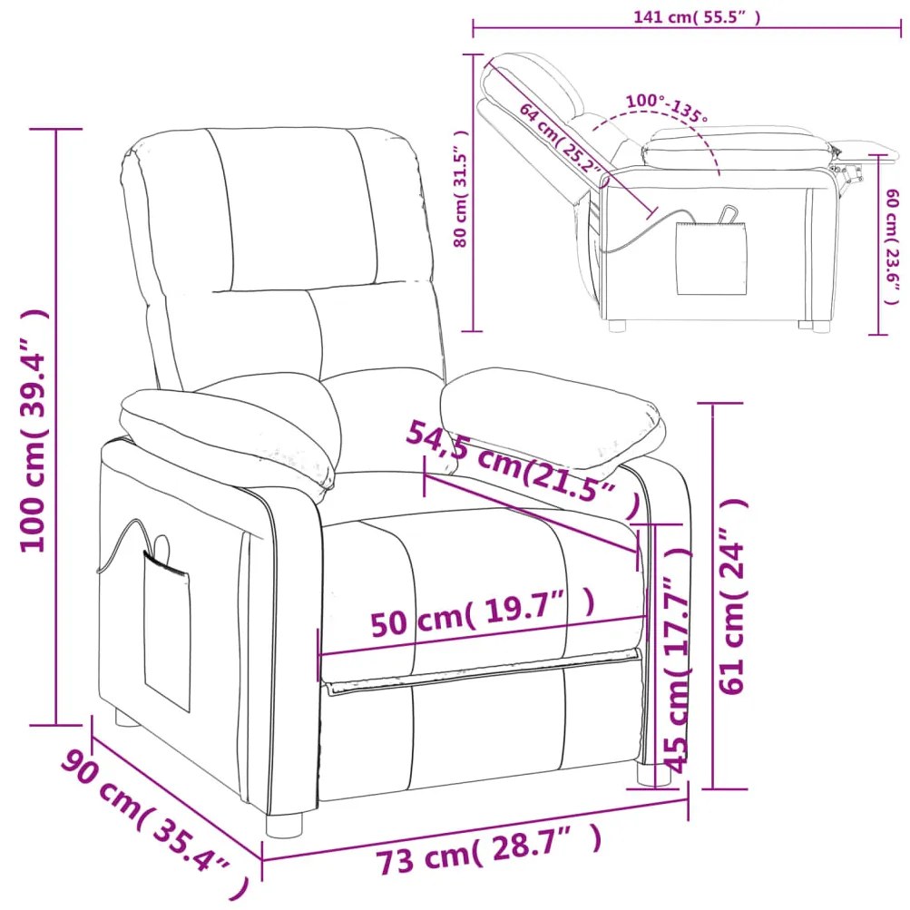 vidaXL Marketos Masážní křeslo krémové textil