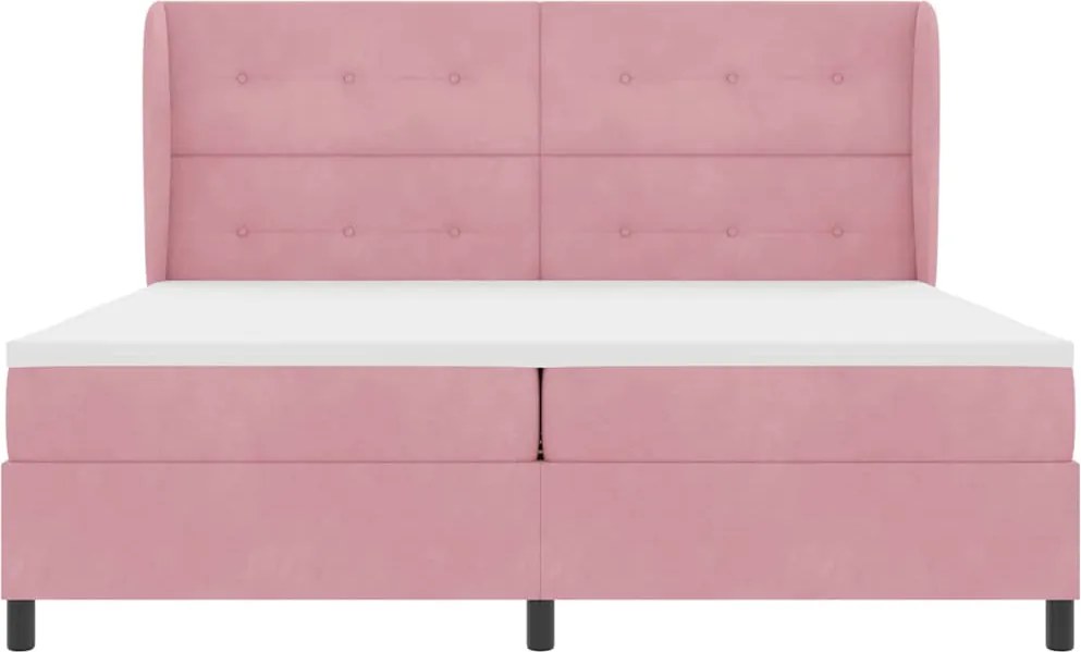 Postel s boxspringem s čelo Růžová 200 x 200 cm samet 3340951