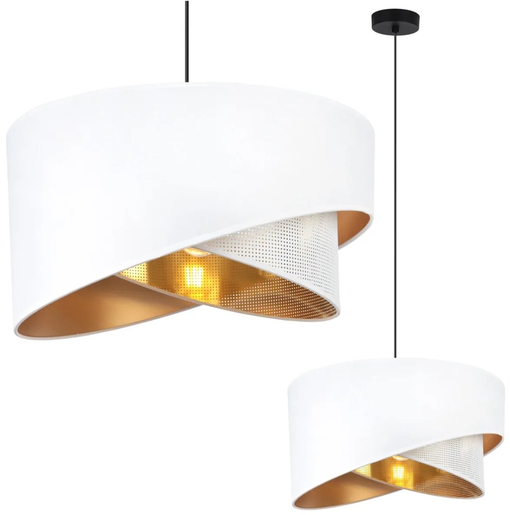 Závěsné svítidlo Asti Duo, 1x PVC/bílé textilní stínítko, (fi 45cm), g, b