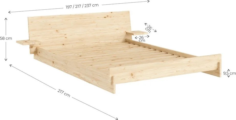 Dvoulůžková postel z borovicového dřeva s roštem 180x200 cm ve světle přírodní barvě Latch – Karup