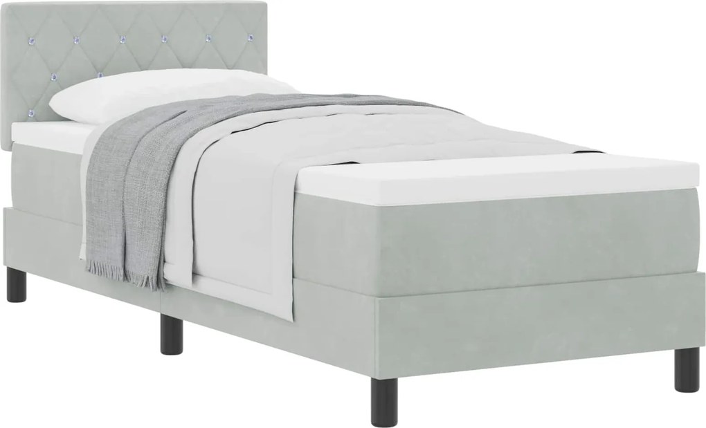 Postel s boxspringem s matrací Světle šedá 80 x 200 cm samet 3339068