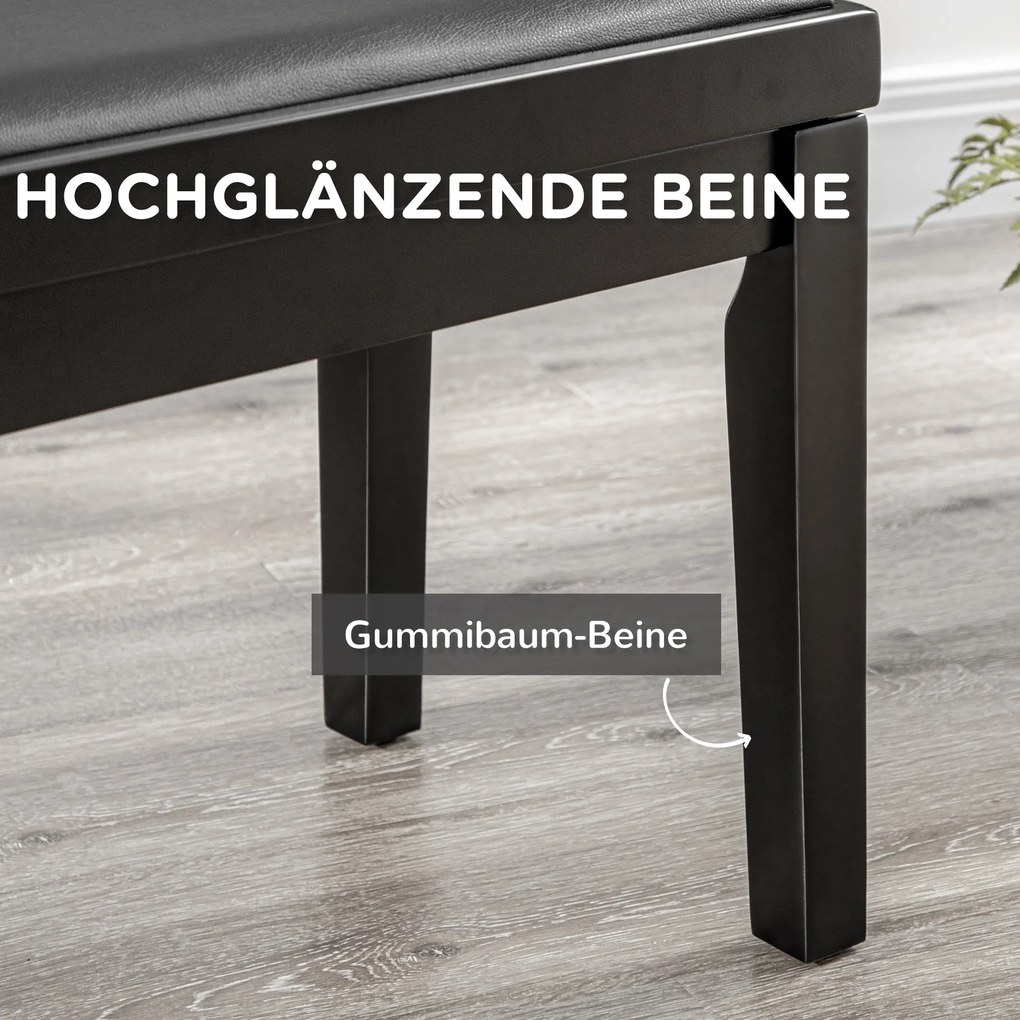 HOMCOM Klavírní stolička Výškově nastavitelná klavírní lavice s koženým polštářem, imitace kůže, gumovník, černá, 63 x 33 x 45-56 cm, ideální pro kla…