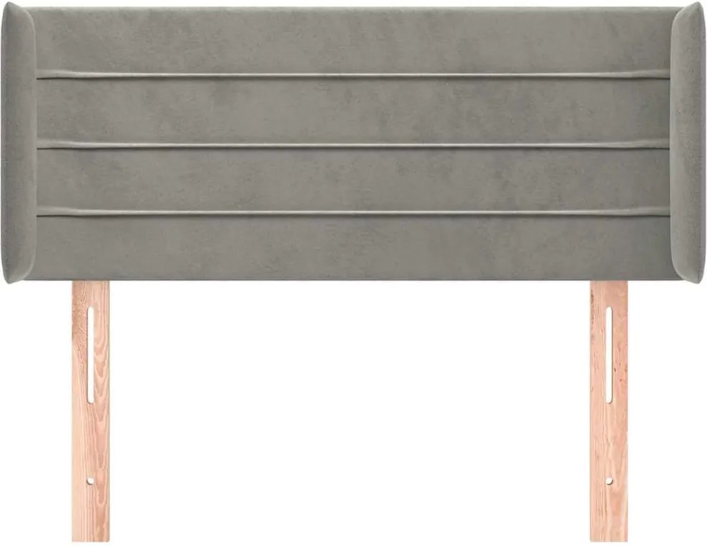 Čelo postele typu ušák světle šedé 93x16x78/88 cm samet 3118944