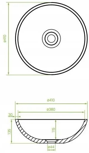Laveo Amber, granitové umyvadlo na desku 41x41x13,5 cm, černá, LAV-VGR1721T