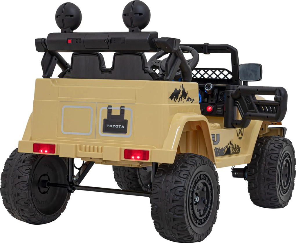 Ramiz Elektrické autíčko Toyota FJ Cruiser béžové + ovladač + pohon 4x4 + LED a audio + EVA kola + plynulý rozjezd