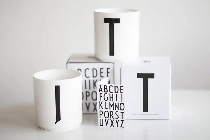DESIGN LETTERS Porcelánový hrneček/dózička Letters 300 ml K, černá barva, bílá barva, porcelán