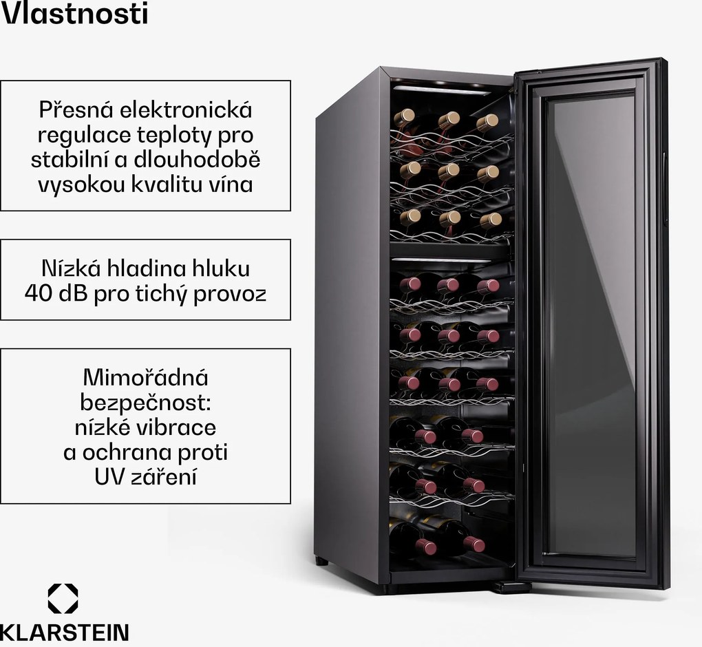 Klarstein Shiraz 24 Duo, vinotéka, 2 zóny, 75 l/24 lahví, 5-18 °C, dotykové ovládání