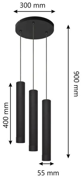 LED Lustr na lanku TUBA 3xGU10/4,8W/230V černá