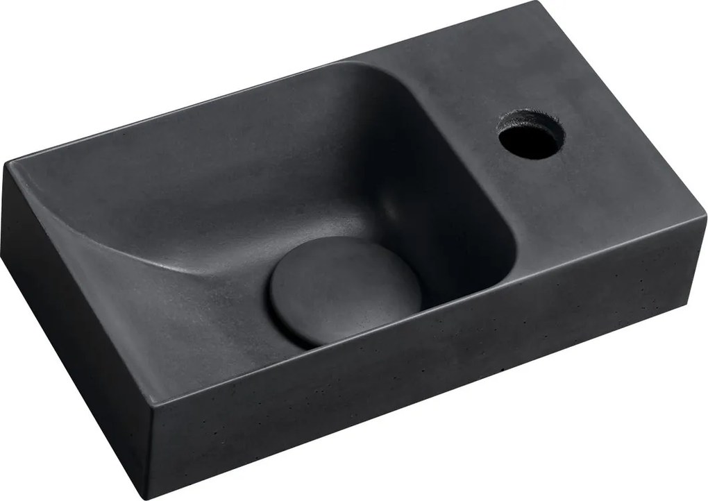 Sapho Sapho, PICCOLINO betonové umyvadlo 30,8x17cm, baterie vpravo, antracit, PK30516