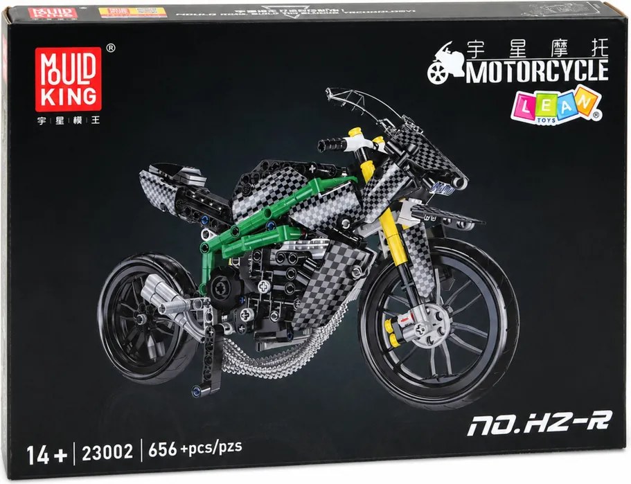 LEAN Toys Stavebnicové kostky – sportovní závodní motocykl, černý, 656 dílů