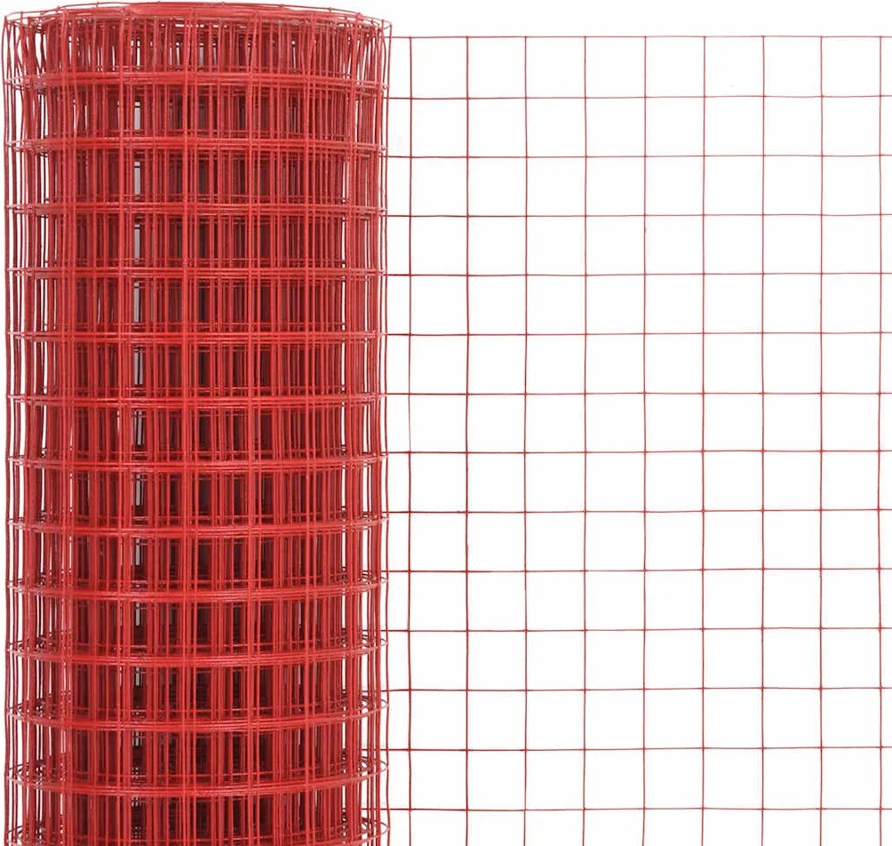 Pletivo ke kurníku ocel PVC vrstva 10 x 1 m červené 143660