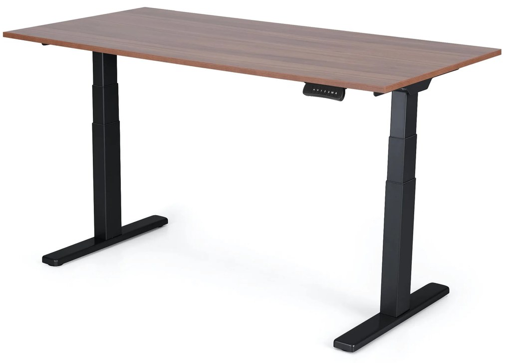 Výškově nastavitelný stůl Liftor 3segmentové nohy premium černé,   deska 1600 x 800 x 25 mm ořech