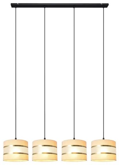 Lustr na lanku HELEN 4xE27/15W/230V krémová/černá/zlatá