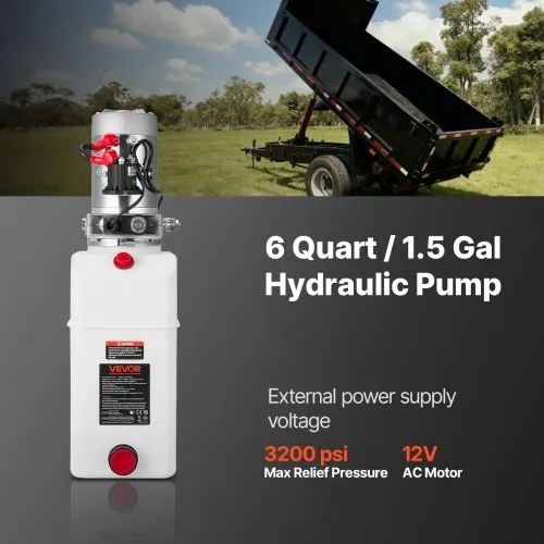 Hydraulický agregát 6 l, Maximální přetlak 22 MPa a průtok 3,4 l/min VEVOR – 6 litrů/1,18,927 l
