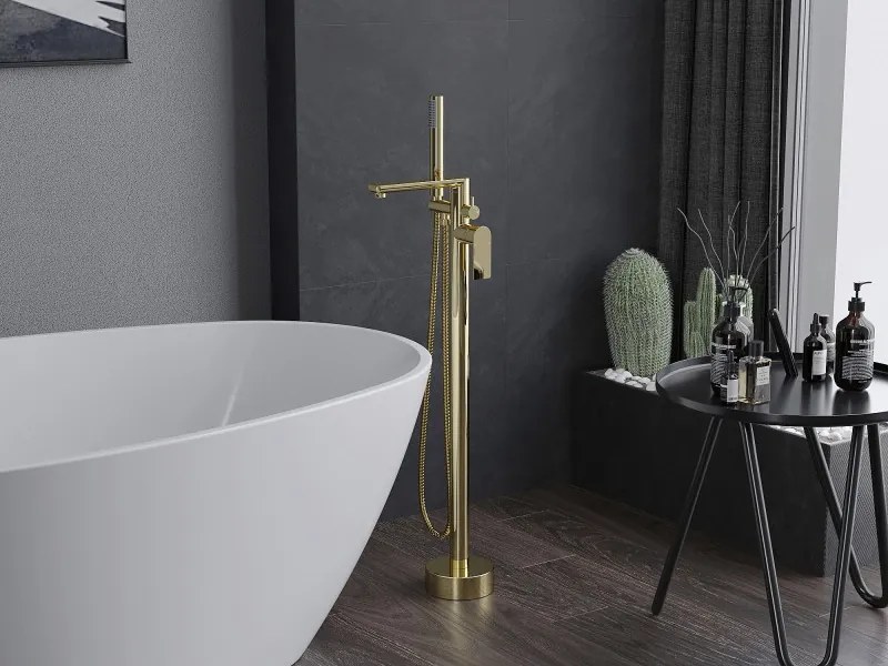Mexen Leda volně stojící vanová baterie, zlatá - 75633-50
