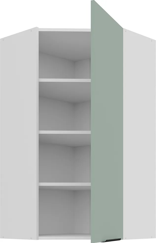ARIA sb | horní kuchyňská skříňka 60x60 GN-108 1F (45°) rohová s policemi | 60x60 cm | EXTRA VYSOKÁ | bílá/aquamarine