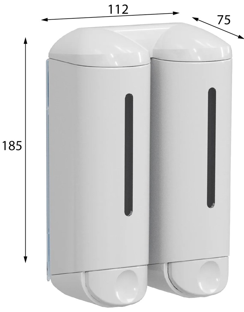MARPLAST MARPLAST, SHOWER MEDIUM dvojitý dávkovač tekutého mýdla 2x250ml, bílá, A94801
