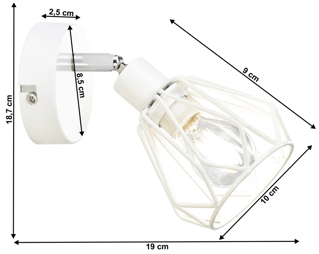 Nástěnná lampa, bílá/kov, OKIRA TYP 2