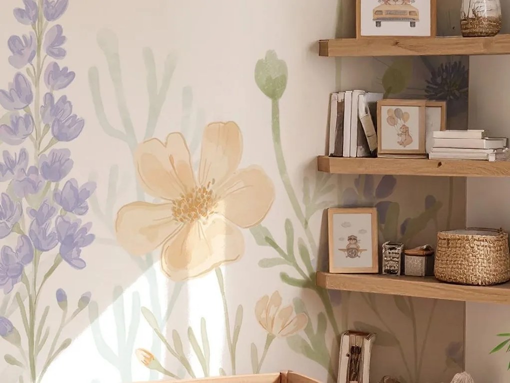 Dětský nástěnný mural JARNÍ KVĚTINY