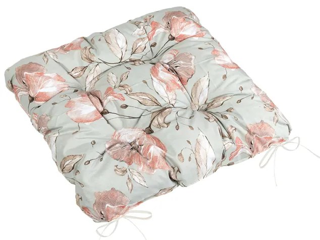 Bellatex Sedák Adéla prošívaný 40x40 cm Lilie losos, šedá