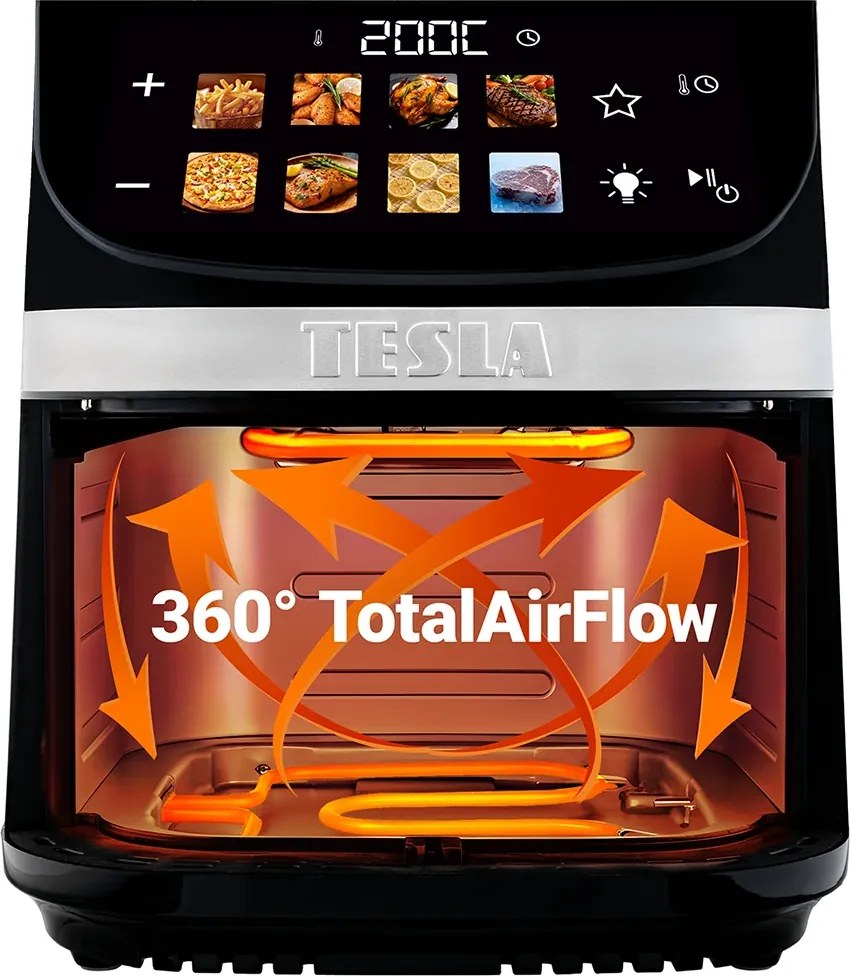 TESLA AirCook DualHeat QD73 XXL - multifunkční digitální horkovzdušná fritéza