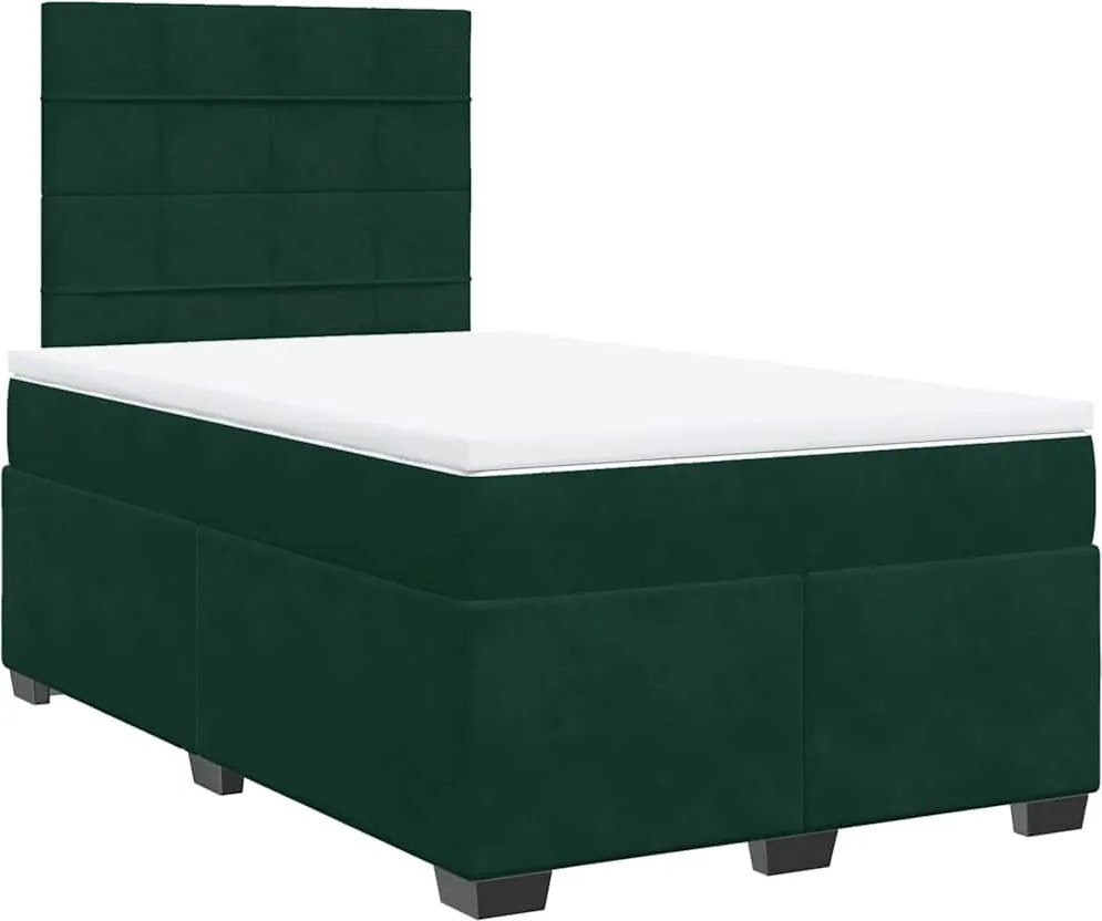 Box spring postel s matrací tmavě zelená 120x190 cm samet 3293161