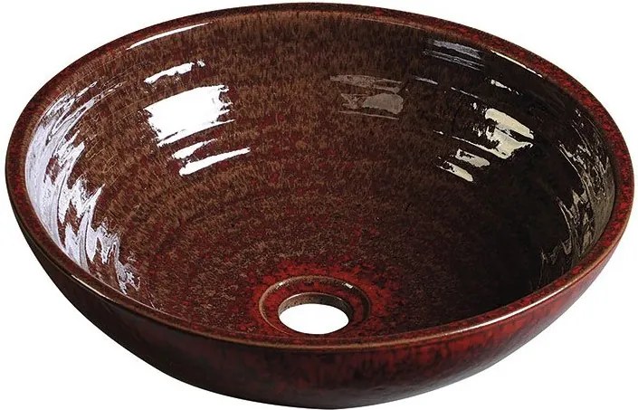 ATTILA keramické umyvadlo, průměr 42,5cm, purpurově červená