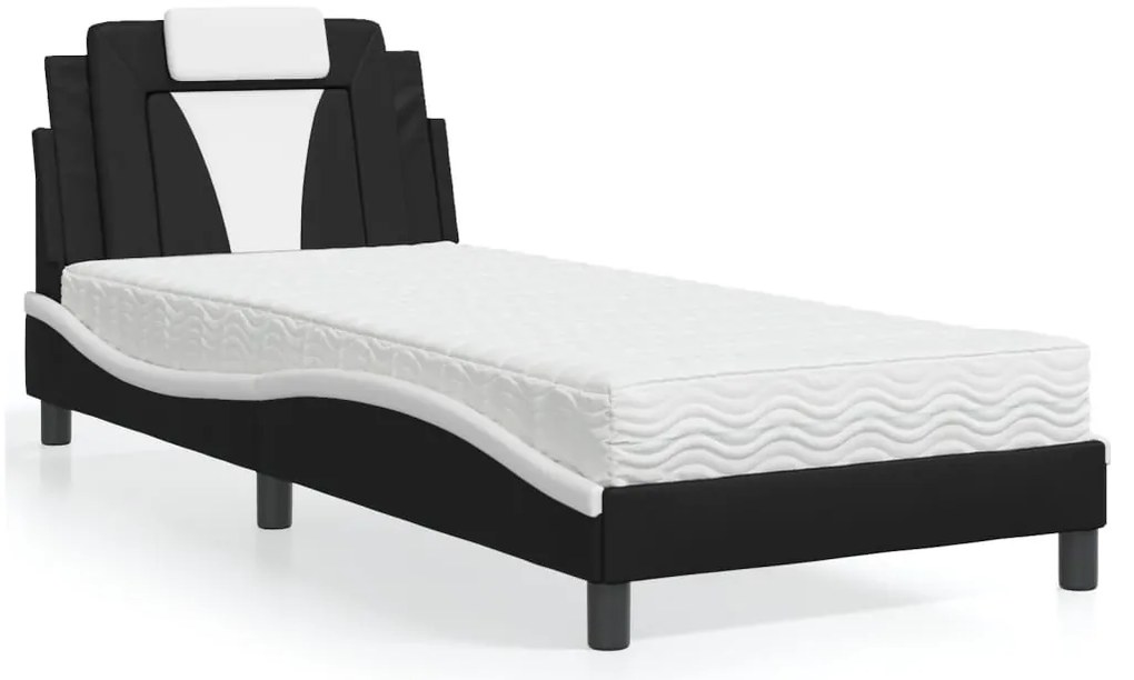 Postel Viana s matrací černá a bílá 80 x 200 cm umělá kůže 3208759