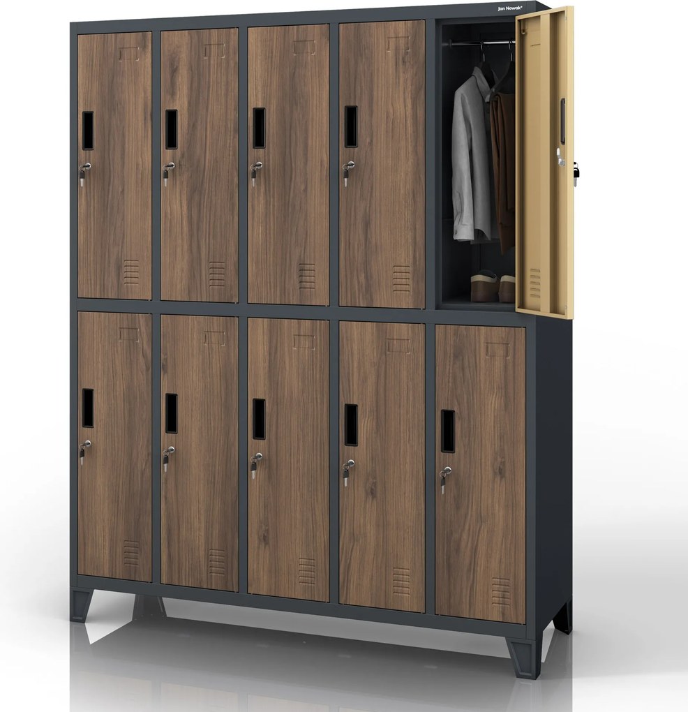 Šatní skříň 10-dveřová, antracit/ořech, 1360x1720x450 mm: BARTEK Eco Design
