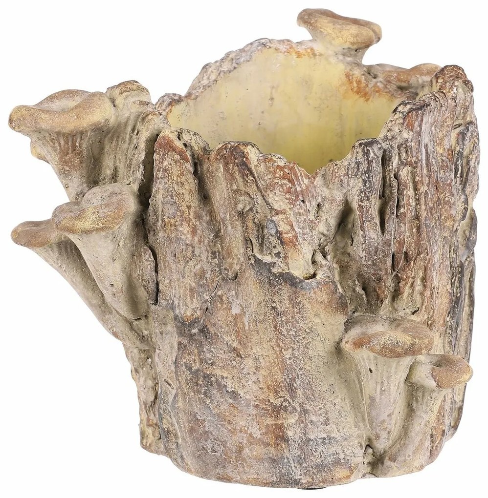 Obal betonový - pařez s houbami, 19 x 17 x 16 cm, 19 cm