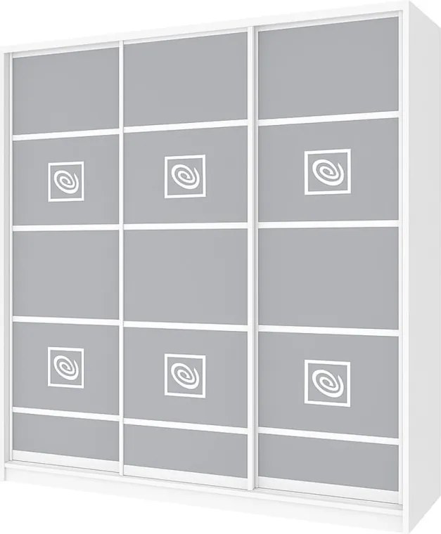 Skříň Rim-Veneziano 3D 2.0 m s uměleckým matováním na zrcadle 0378, bílá