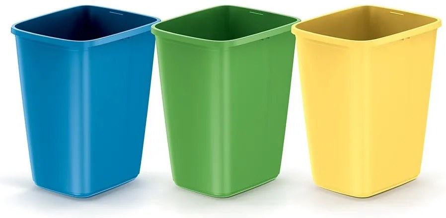 Sada 3 odpadkových košů COMPACTO 3x12 L vícebarevná
