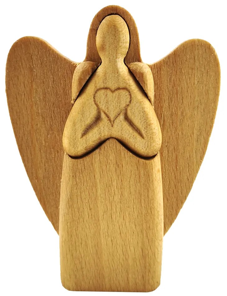 AMADEA Dřevěný anděl, masivní dřevo, výška 10 cm