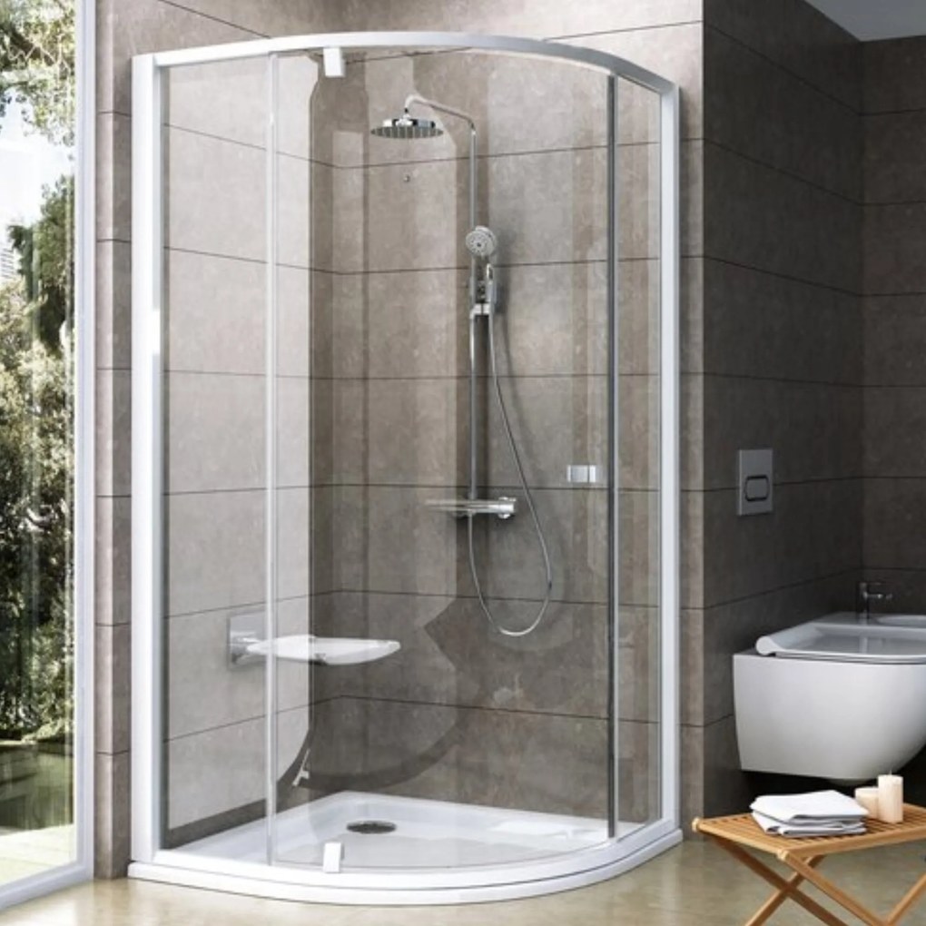 Ravak Pivot sprchový kout 90x90 cm půlkulatá bílá matný/průhledné sklo 37677101Z1