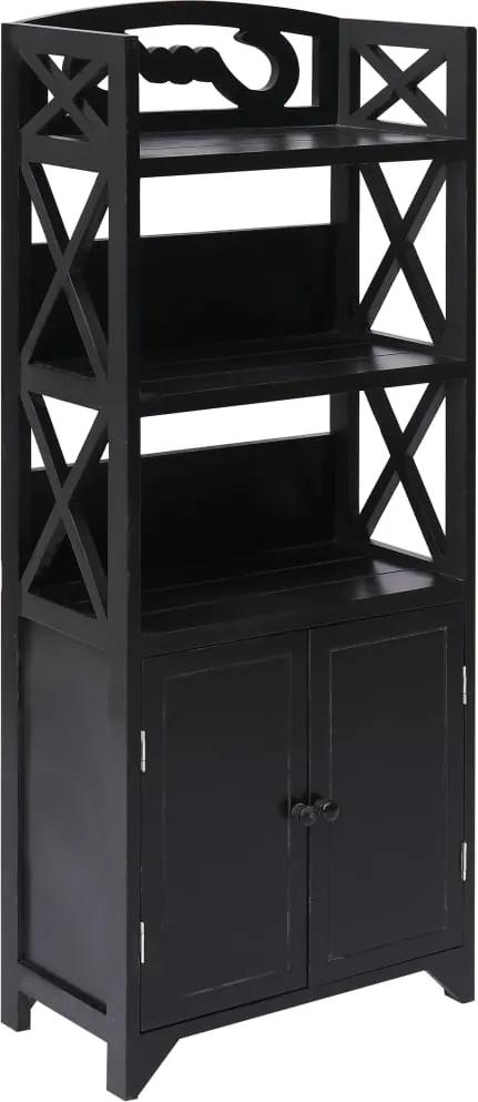 Koupelnová skříňka Allen - dřevo pavlovnie - 46 x 24 x 116 cm | černá