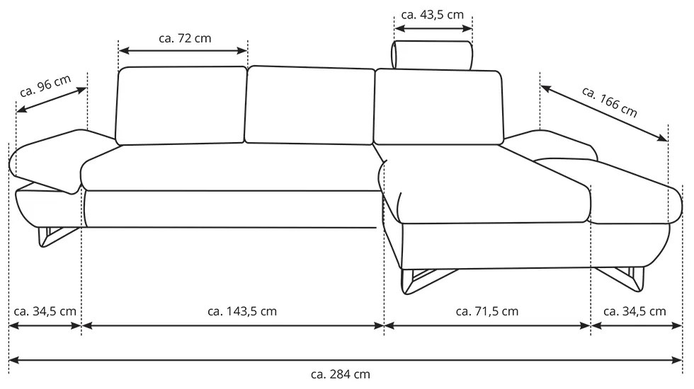 Sedací souprava AVESTA | 284x166 cm | rozkládací + úložný prostor | VÝBĚR TKANIN