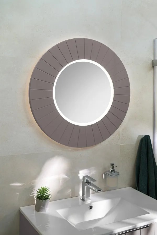 Sapho Sapho, LUMIRO STRIP kulaté zrcadlo s LED osvětlením v rámu, průměr 90cm, agila, LR950-4343S