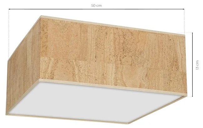 Stropní svítidlo Cork Square, 1x korkové stínítko, (bílé plexisklo), (50cm)