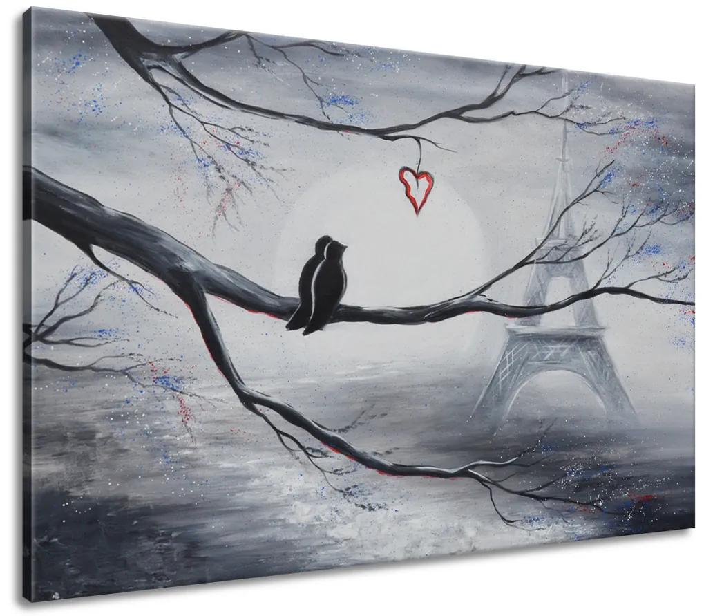 Gario Ručně malovaný obraz Ptačí romantika v Paříži Rozměry: 100 x 70 cm