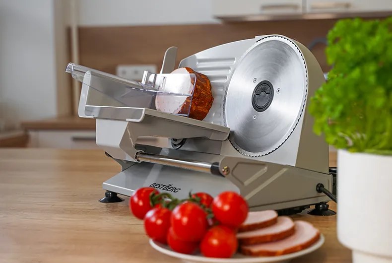 Elektrický kráječ BestBerg BBS-400 / 250 W / šedá