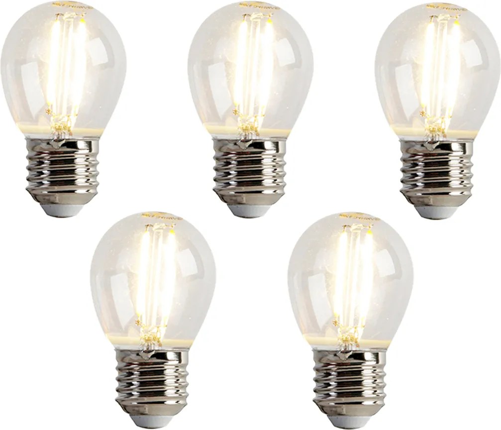 Sada 5 LED žárovek E27 P45 čiré 2W 200lm 2700K