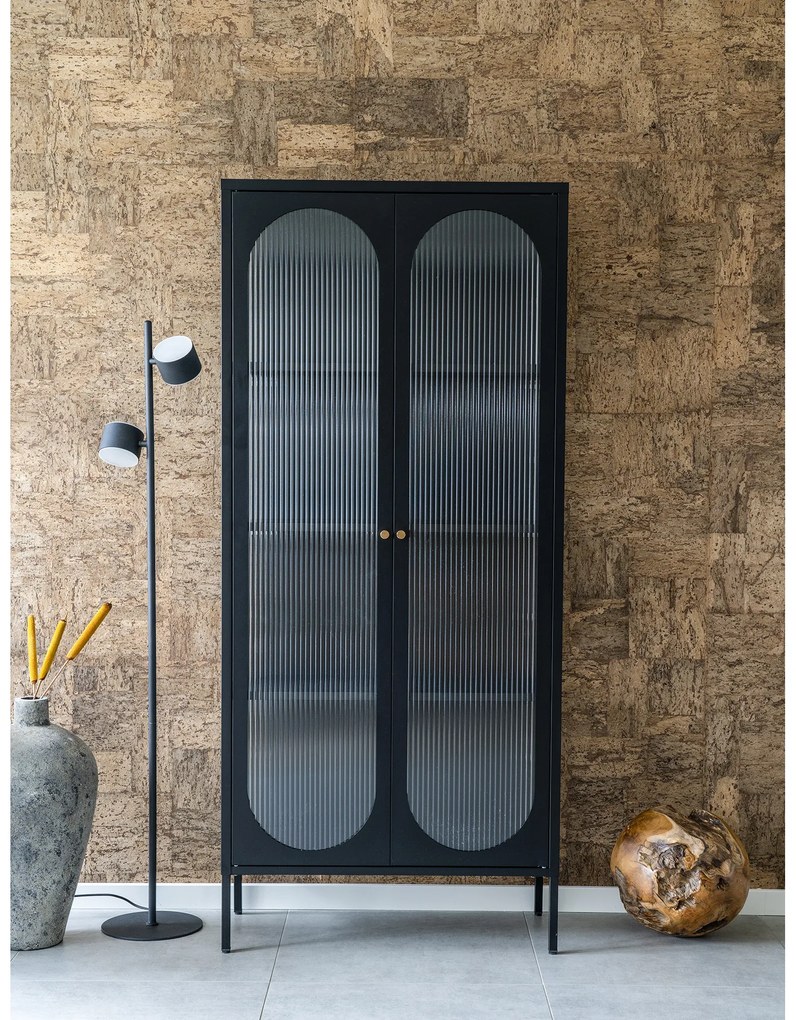 House Nordic Prosklená černá vitrína ADELAIDE 180cm 3001200