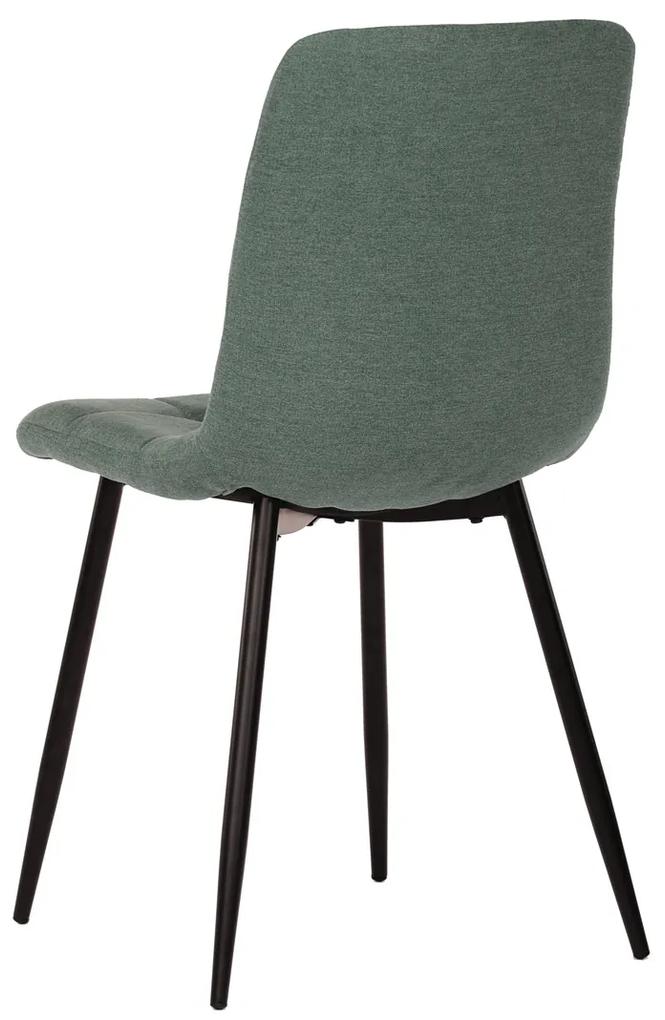 Jídelní židle, potah zelená látka, kovová čtyřnohá podnož, černý mat - CT-281 GRN2