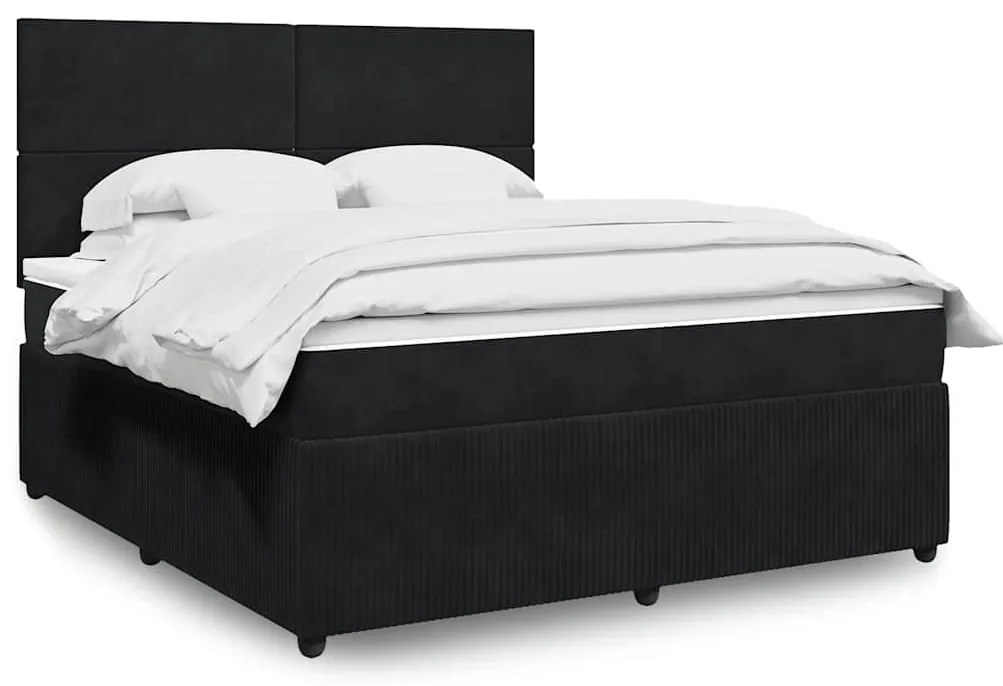 Box spring postel s matrací černá 180x200 cm samet 3294702