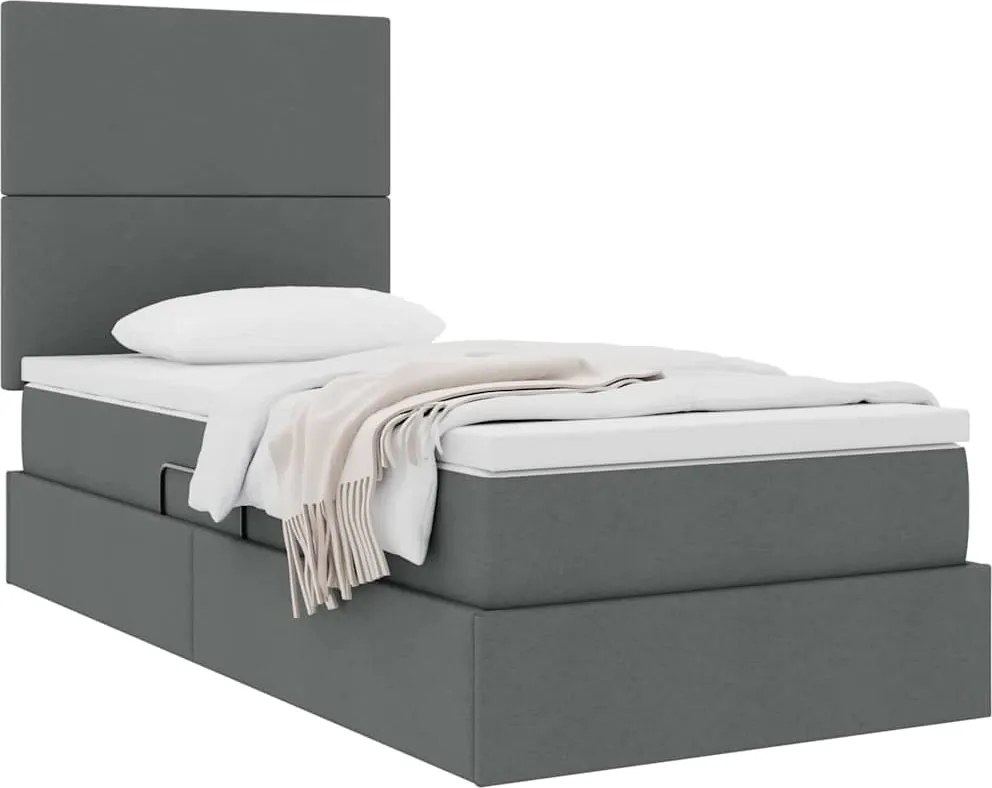 Postel s úložným prostorem a matrací Tmavě šedá 100 x 200 cm 3371698
