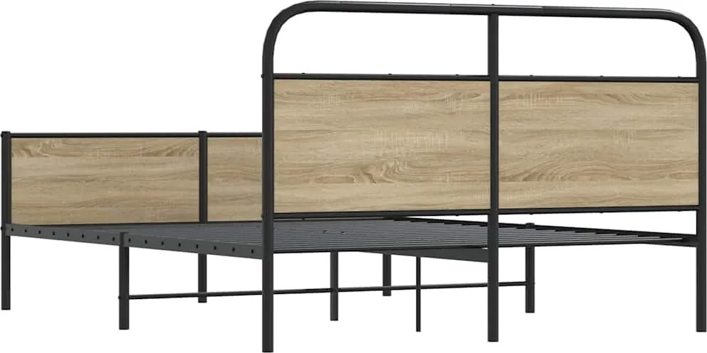 Kovový rám postele bez matrace kouřový dub 160 x 200 cm 3318679