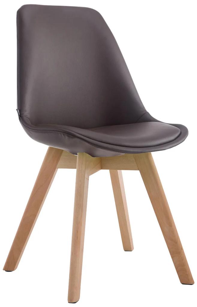 Židle Manado ~ koženka, dřevené nohy natura - Hnědá